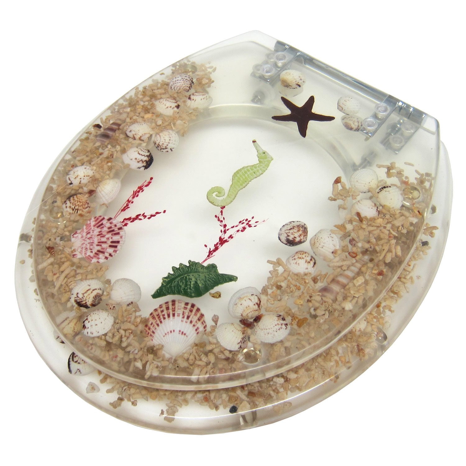 Elegant Touch Seashell Design Polyresin Standard Toilet Seat, Clear ...
