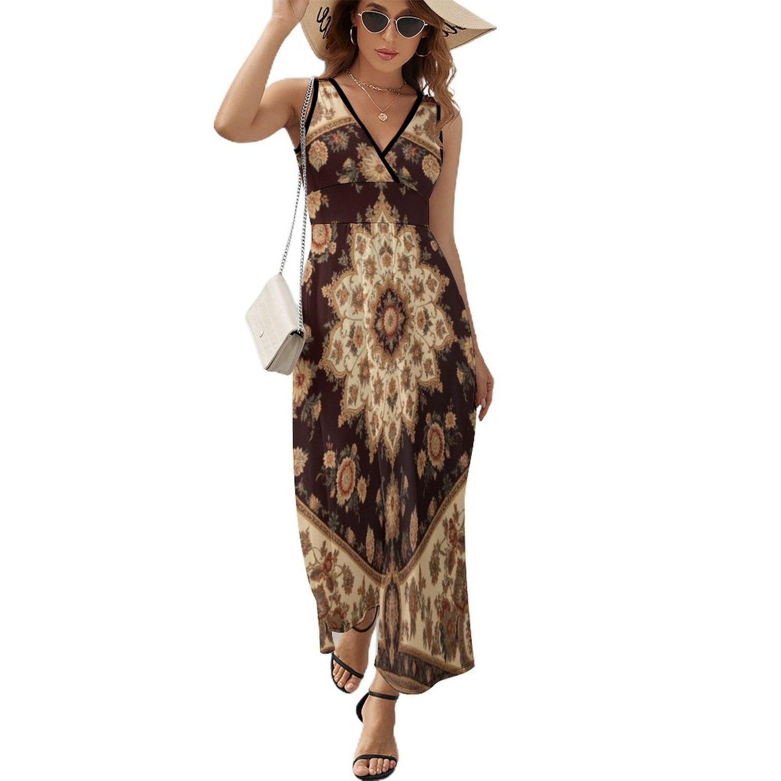 Elegant Traditional Floral Rug Dress Fashion Boho Beach Long Dresses ...