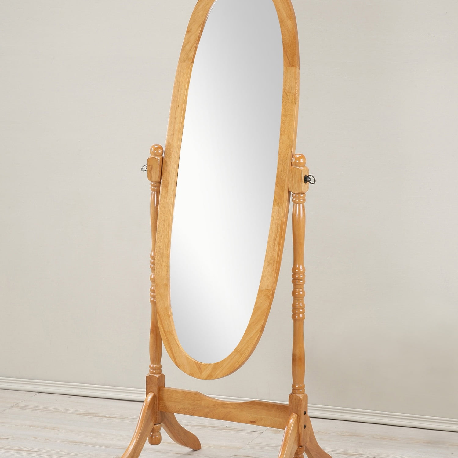 Elegant Traditional Oak Finish Queen Anna Style Wood Floor Cheval Mirror for Timeless Home Decor ...