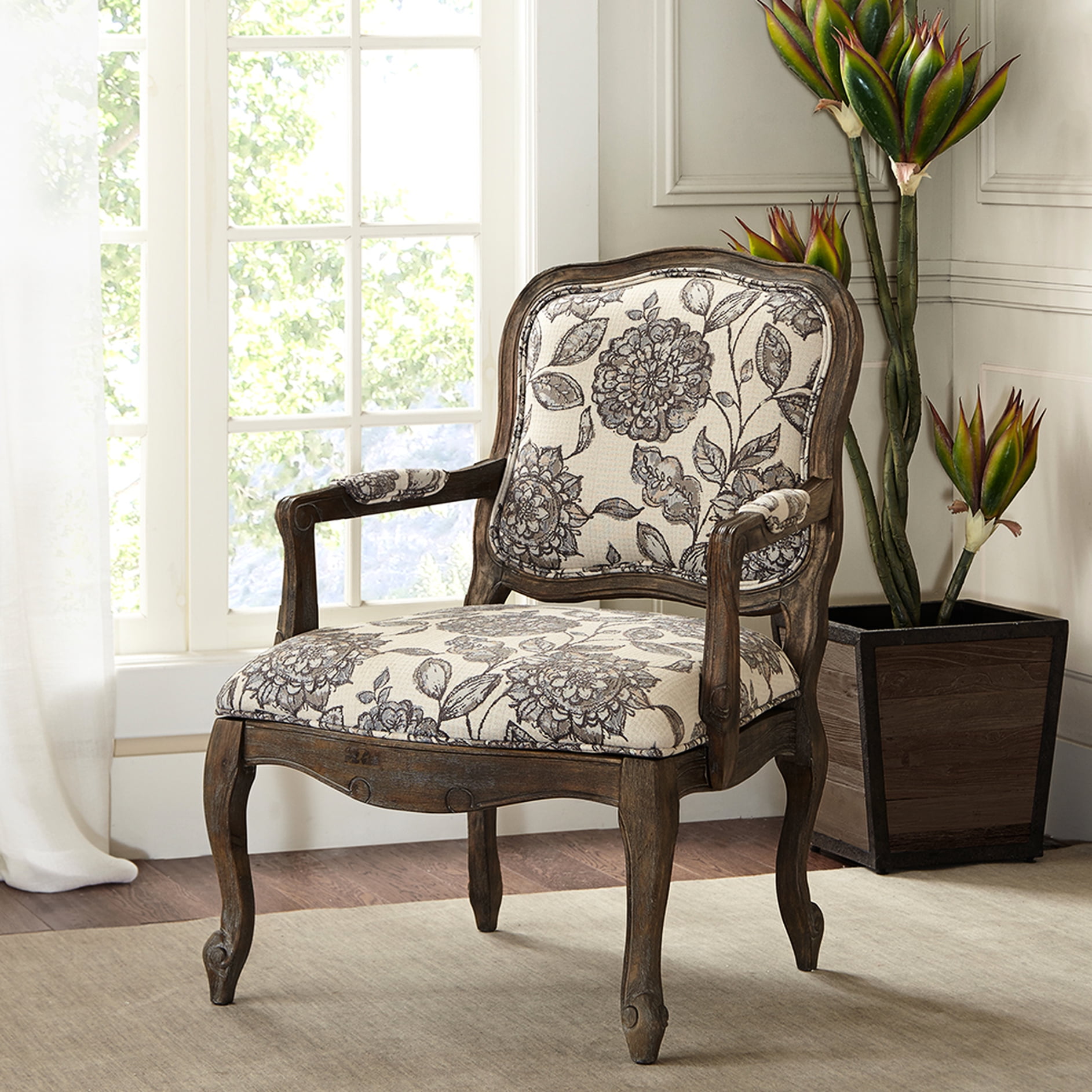 Elegant Transitional Camel Back Chair With High Foam Cushion And Stripe ...