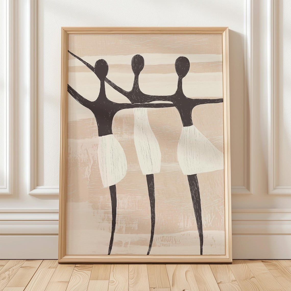 Elegant Trio Dancing Silhouettes Art Print, Modern Abstract Wall Art ...