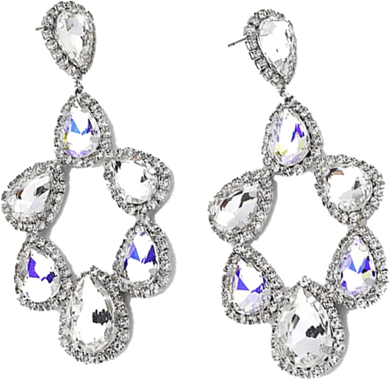 Elegant Triple Teardrop Crystal Dangle Earrings Teardrop Ear ...