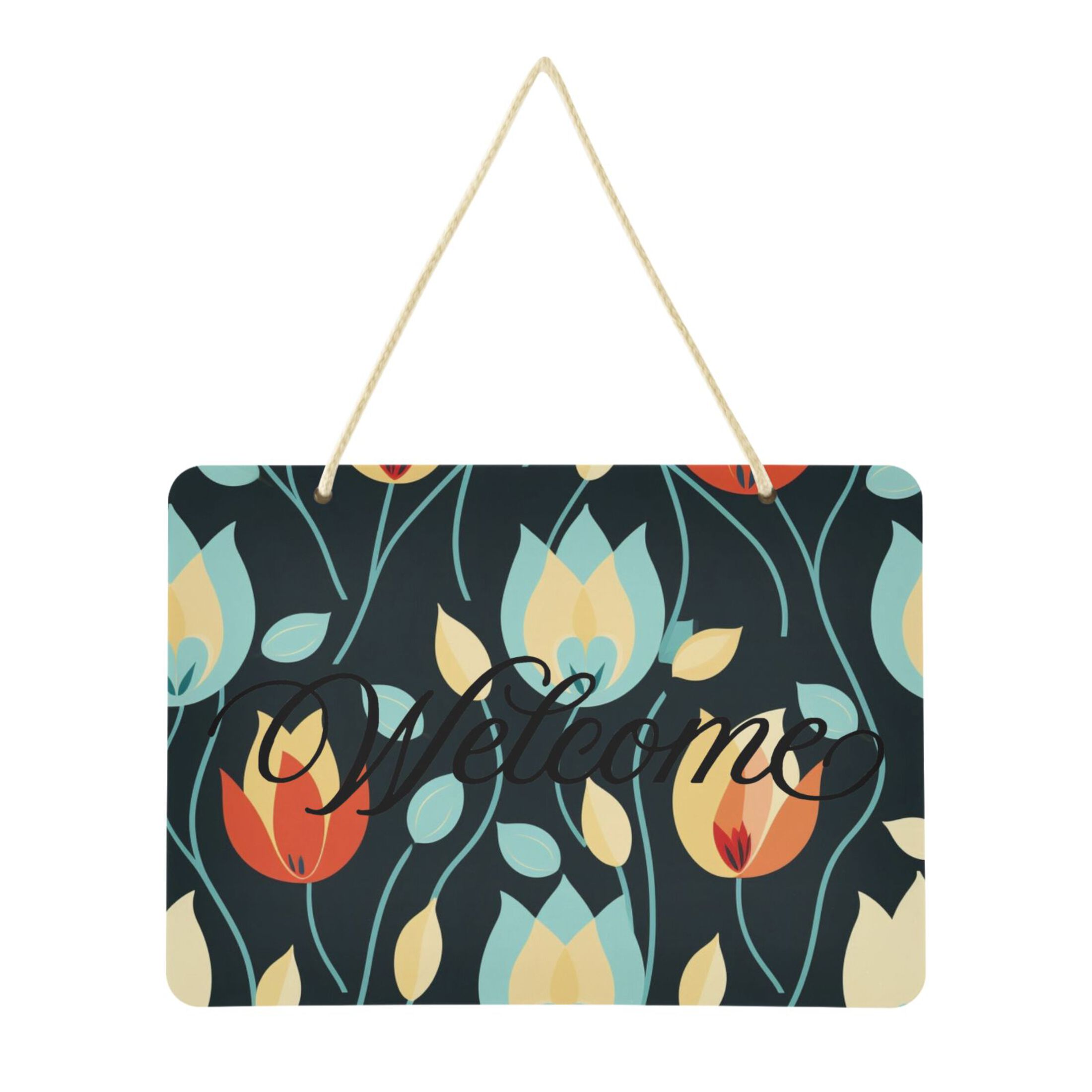 Elegant Tulips Flower Welcome Sign Front Door PVC 14x10 inch Hanger ...