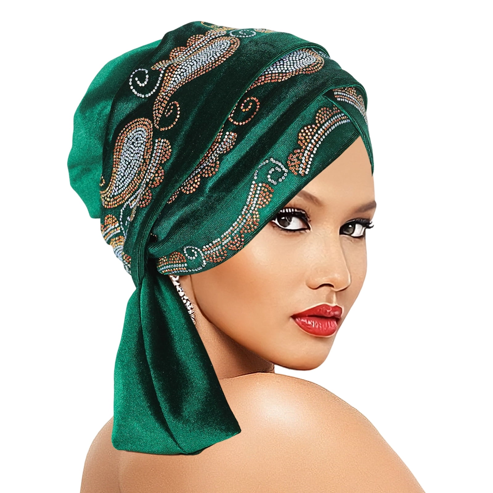 Elegant Turban Hat with Rhinestones Decors And Crossed Forehead Design ...