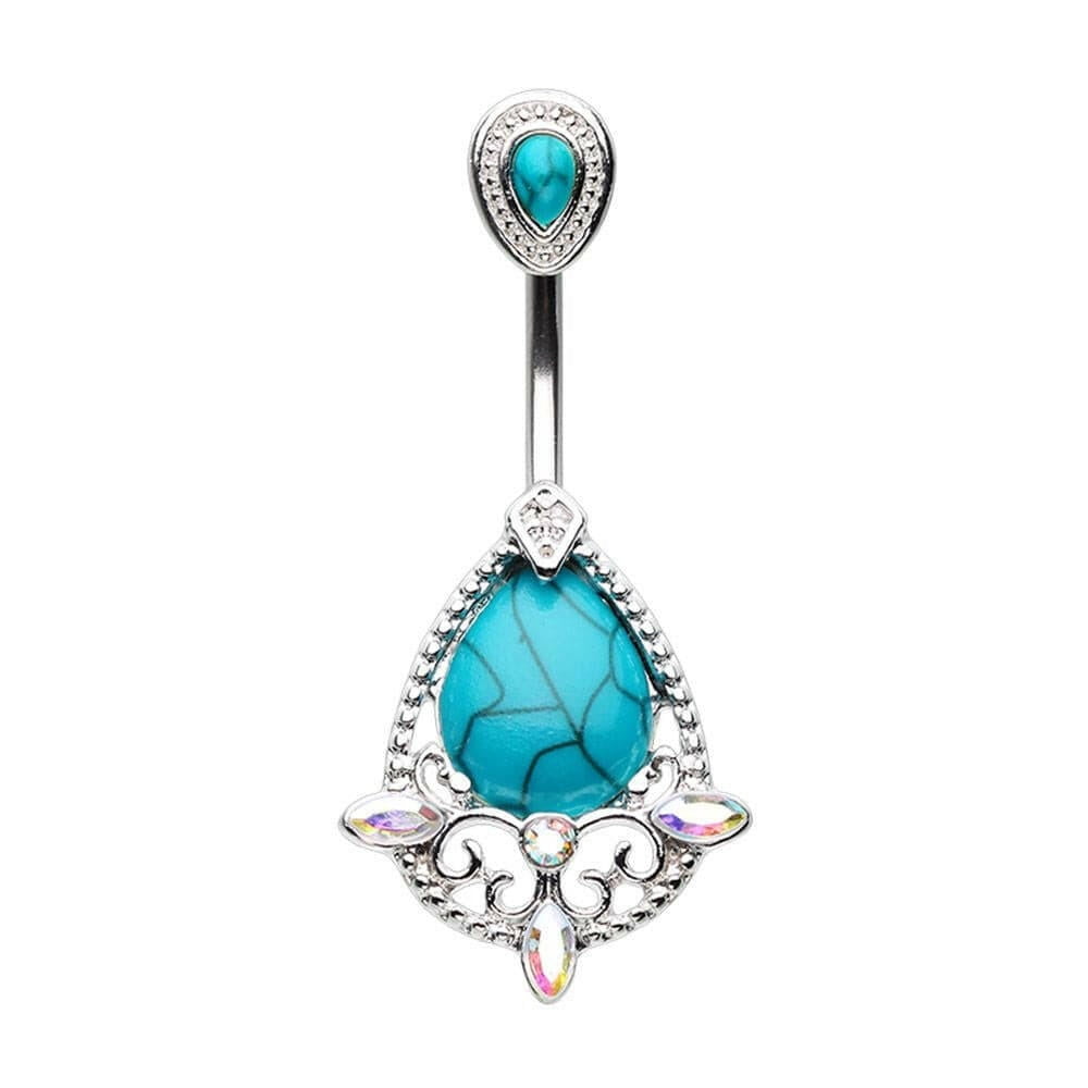Elegant Turquoise Vintage Aurora Belly Button Ring - Walmart.com