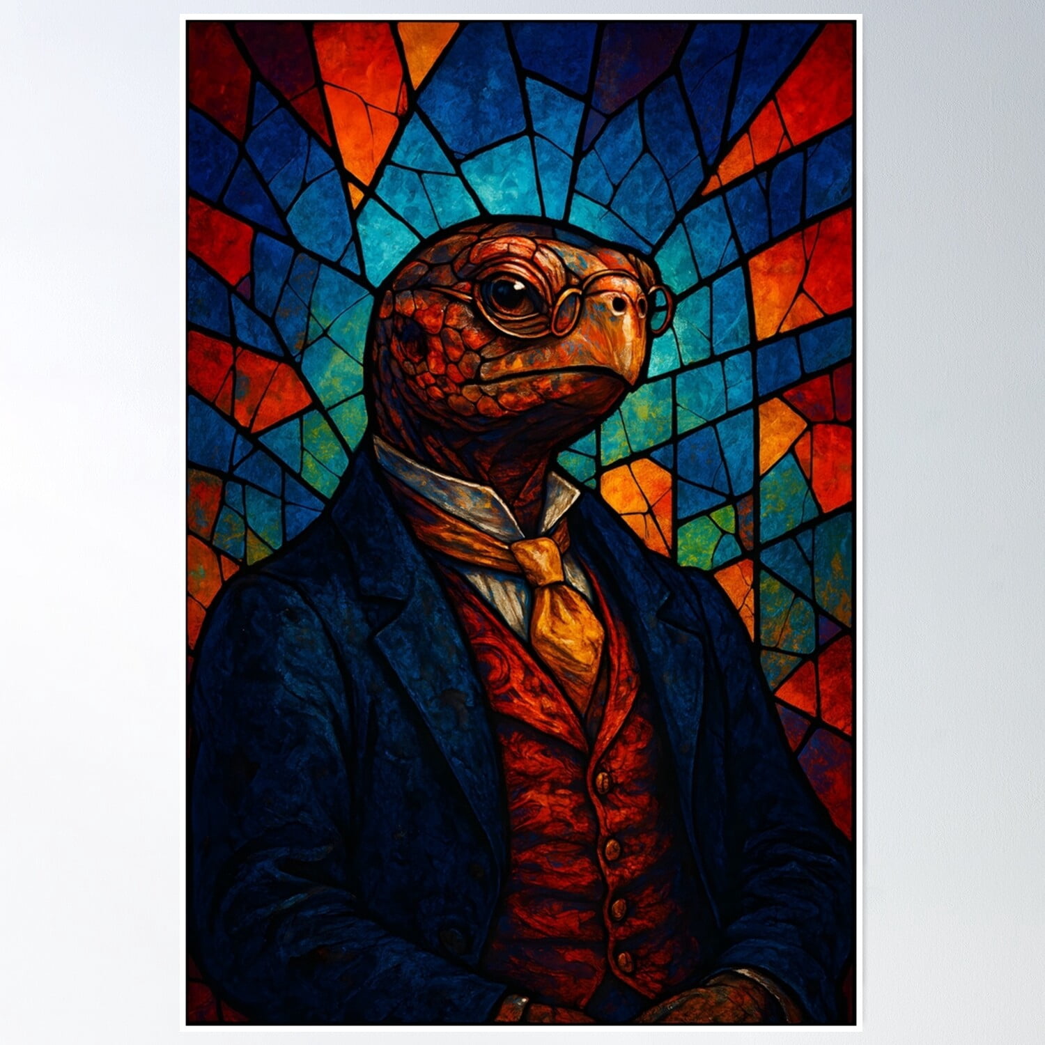 Elegant Turtle In Shattered Stained Glass Poster Wall Art, Modern Wall ...