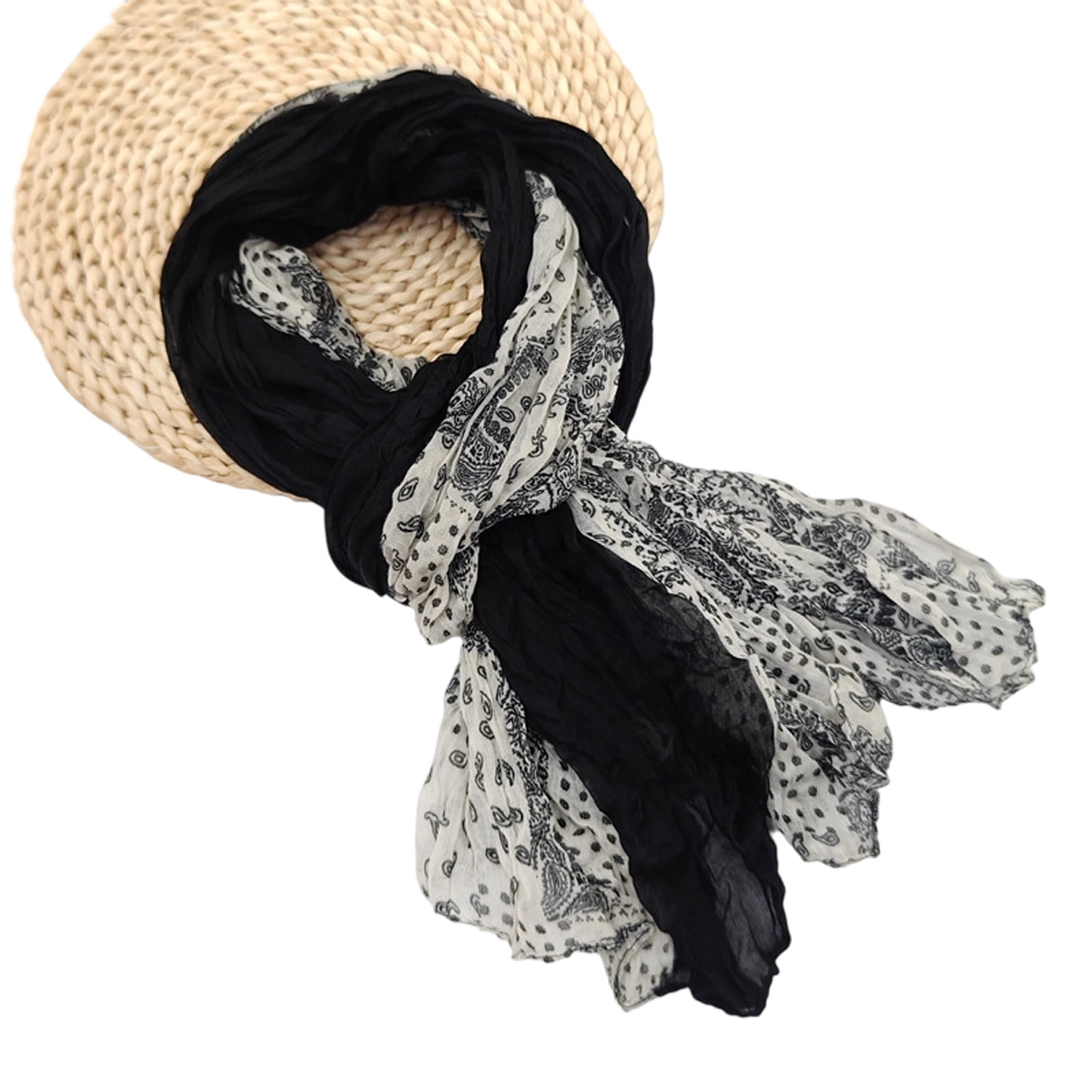 Elegant Twist Pleated Scarf Polyester Multiuse Long Scarf For Spring ...