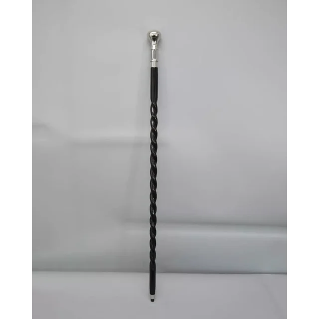 Elegant Twisted Walking Cane – Black Wooden Stick with Silver Designer ...