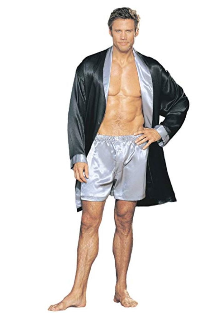 Elegant Two-Tone Charmeuse Uni-Sex Robe 20061 - Walmart.com