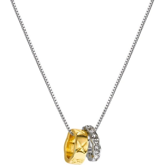 Elegant Two-Tone Women's Necklace with Rhinestones Gold and Silver ...