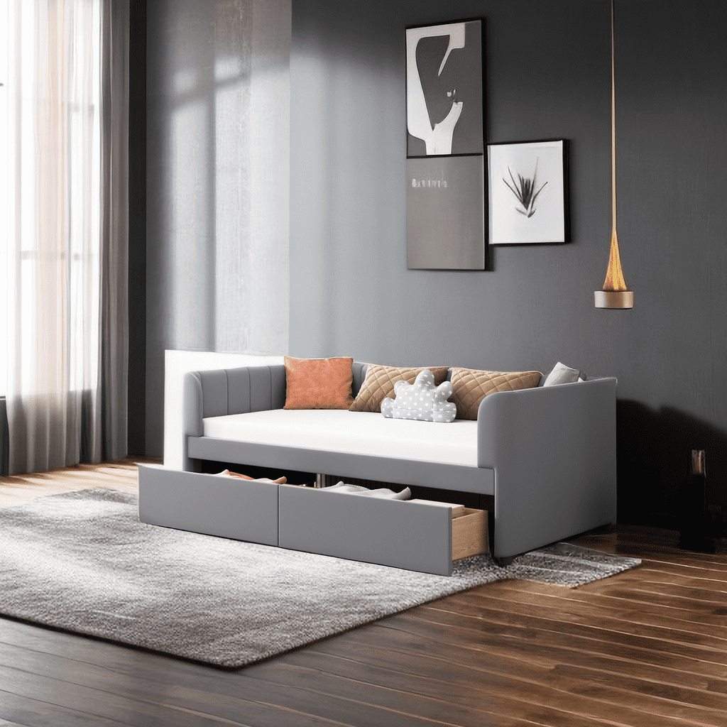 Elegant Upholstered Daybed with Ergonomic Design Backrest and Armrests ...