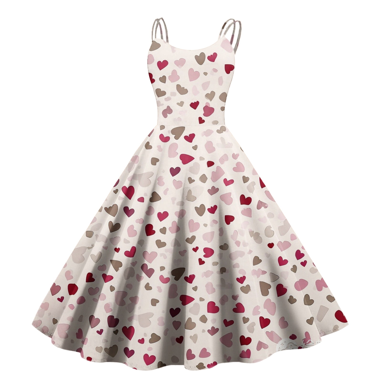 Elegant Valentines Dress for Women Sleeveless Round Neck A-Line Heart ...