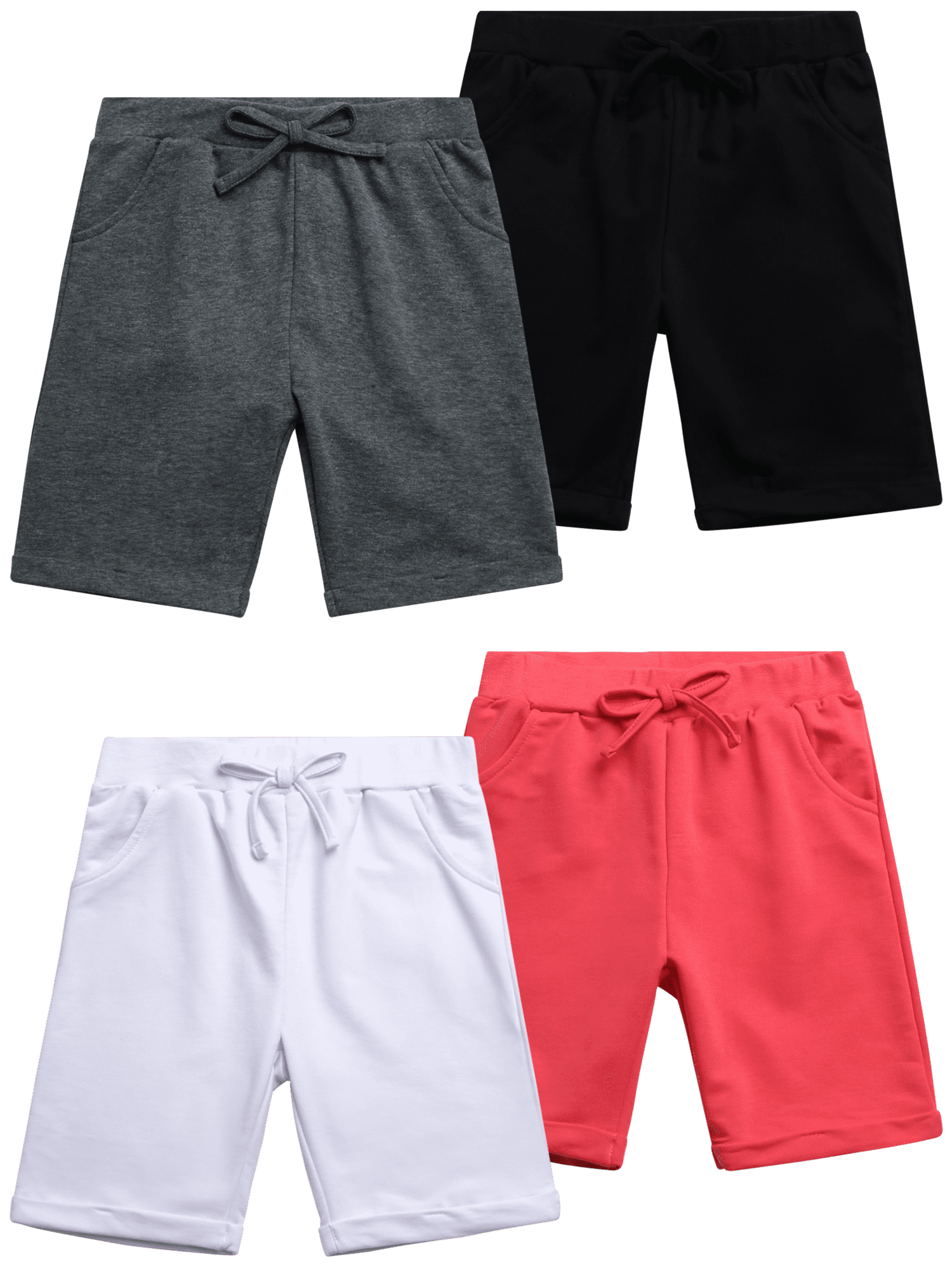 Real Love Girls' Active Shorts - 4 Pack French Terry Bermuda Shorts ...