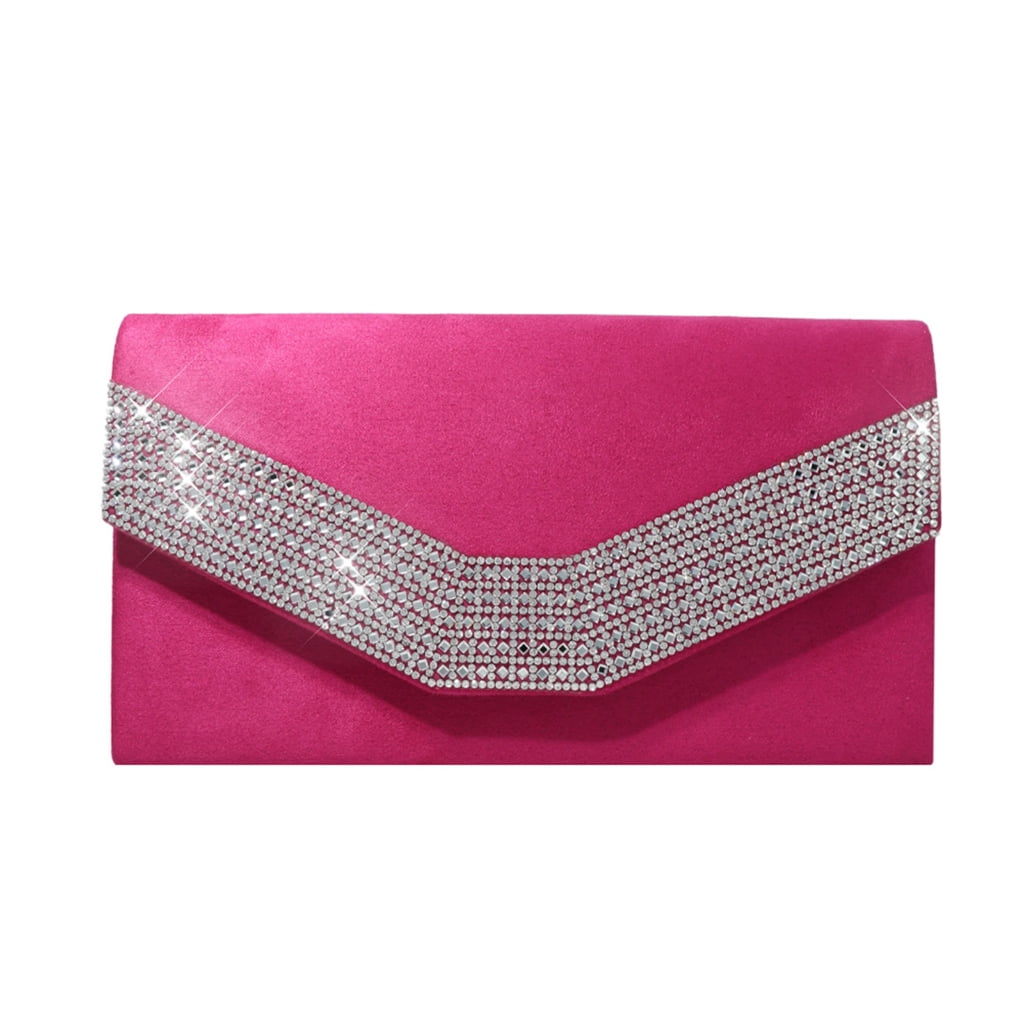 Elegant Velvet Rhinestone Chain Evening Bag Shoulder Bags Handbag ...