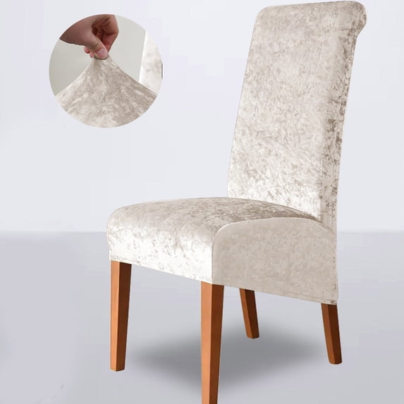 Elegant Velvet Stretch Dining Chair Cover, Solid Color, Large Slant ...