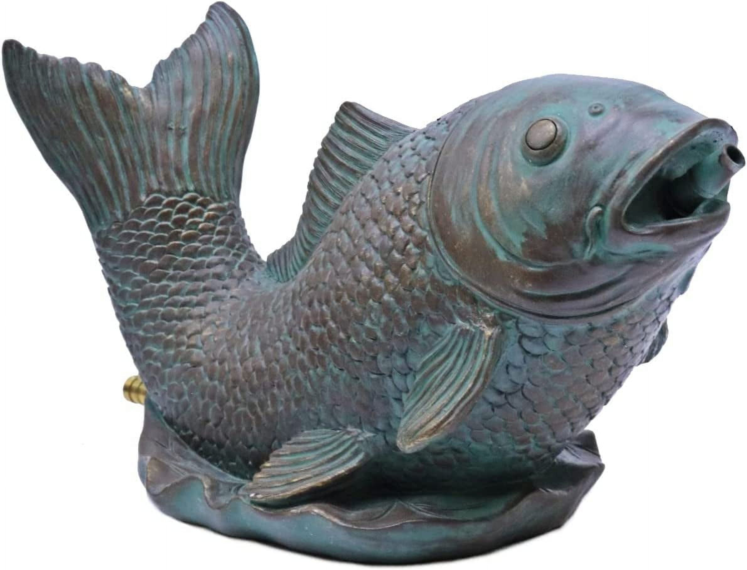 Elegant Verdigris Koi Decorative Pond Statuary Fountain Spitter ...