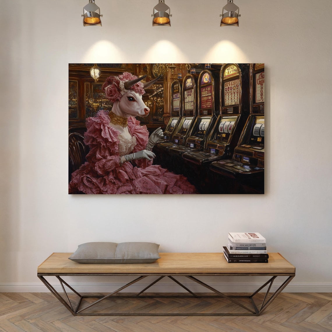 Elegant Victorian Cow At Casino, Anthropomorphic Gambling Art, Fantasy ...
