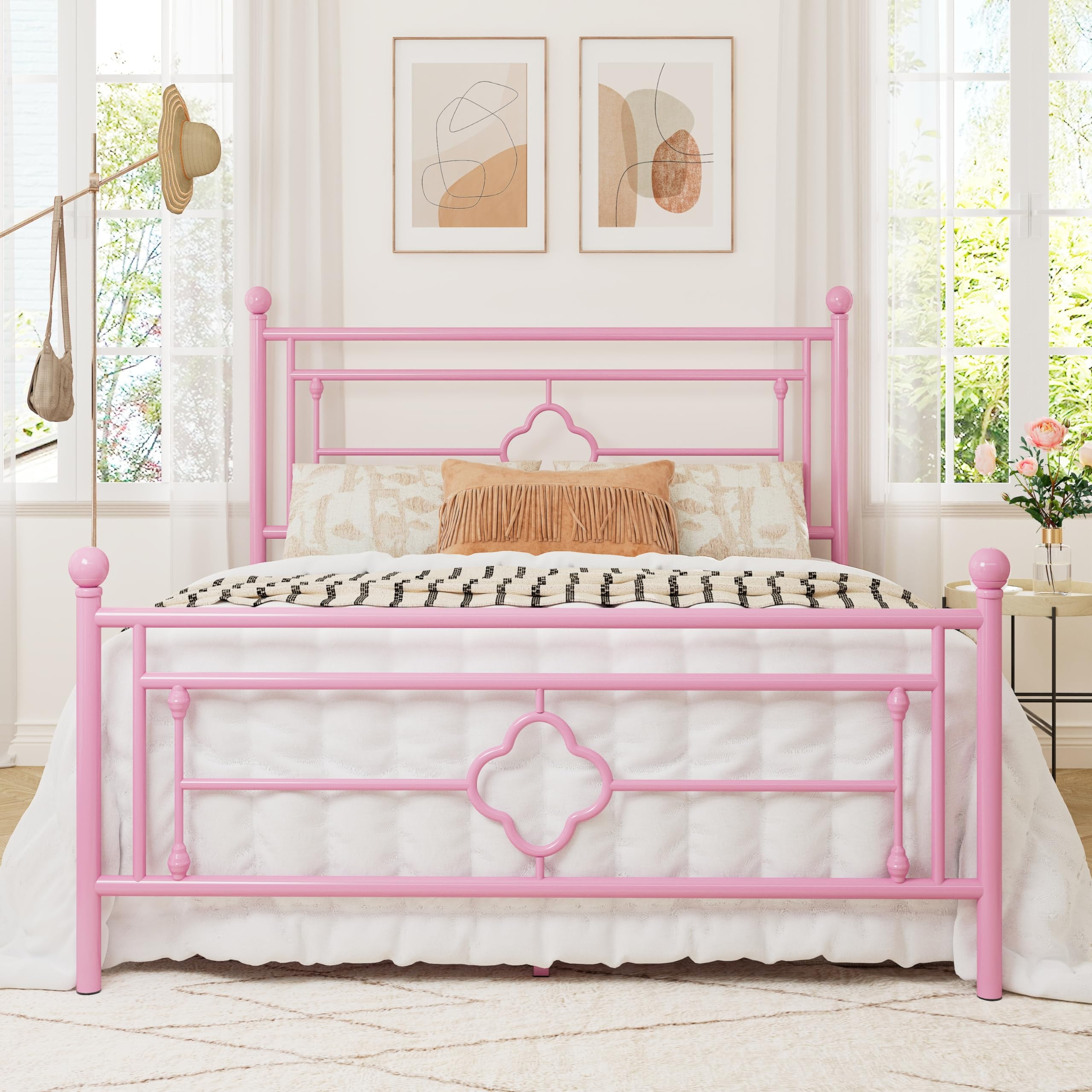 Elegant Victorian Full Size Metal Bed Frame with Ball Detail Headboard ...