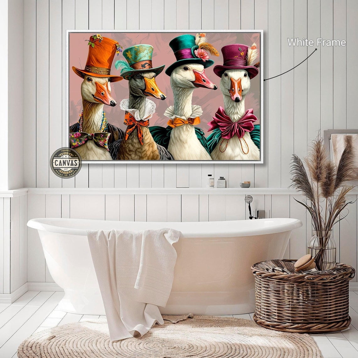 Elegant Victorian Geese Poster Anthropomorphic Wall Art Charming Birds ...