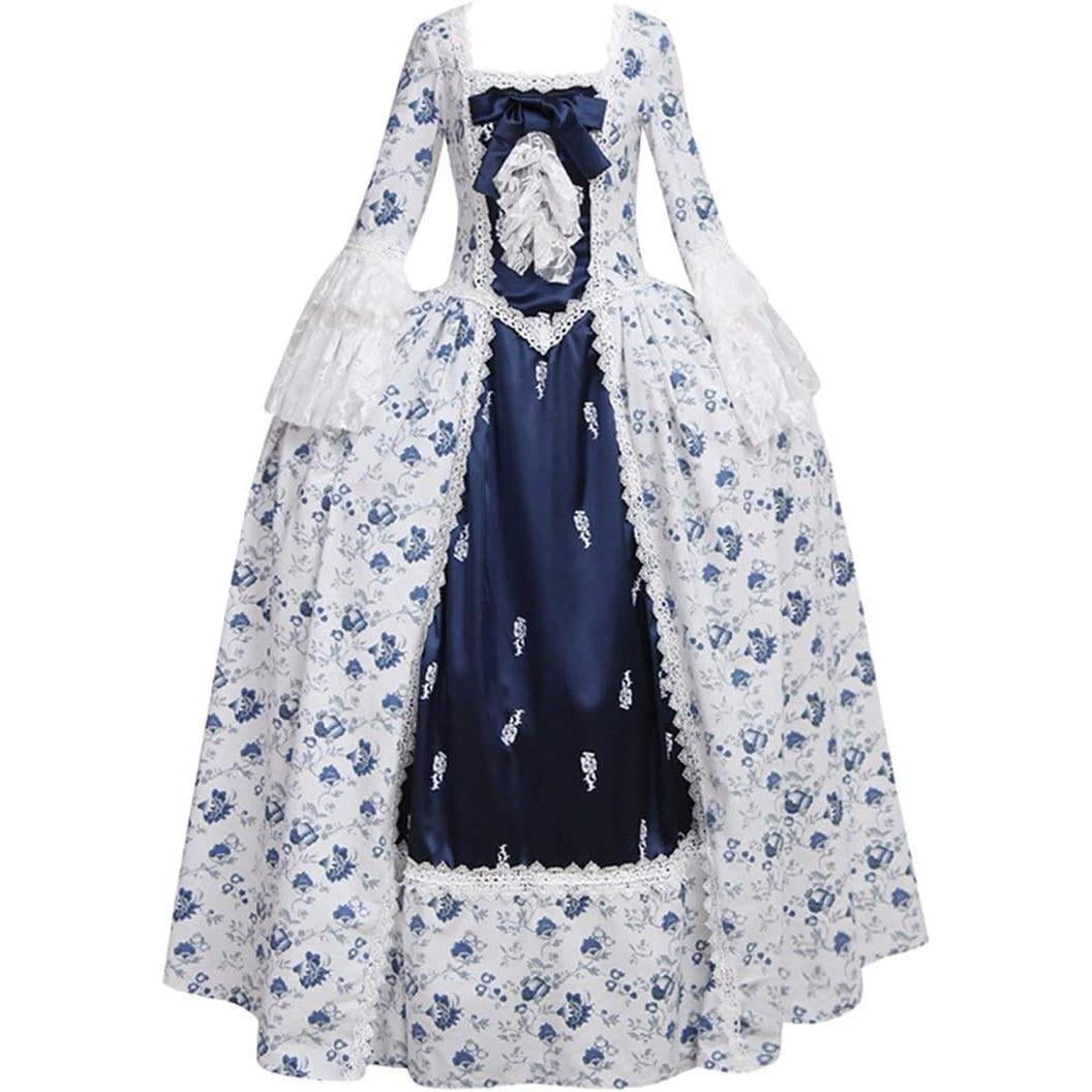 Elegant Victorian Rococo Dress for Women – Navy Blue Gothic Style Ball ...