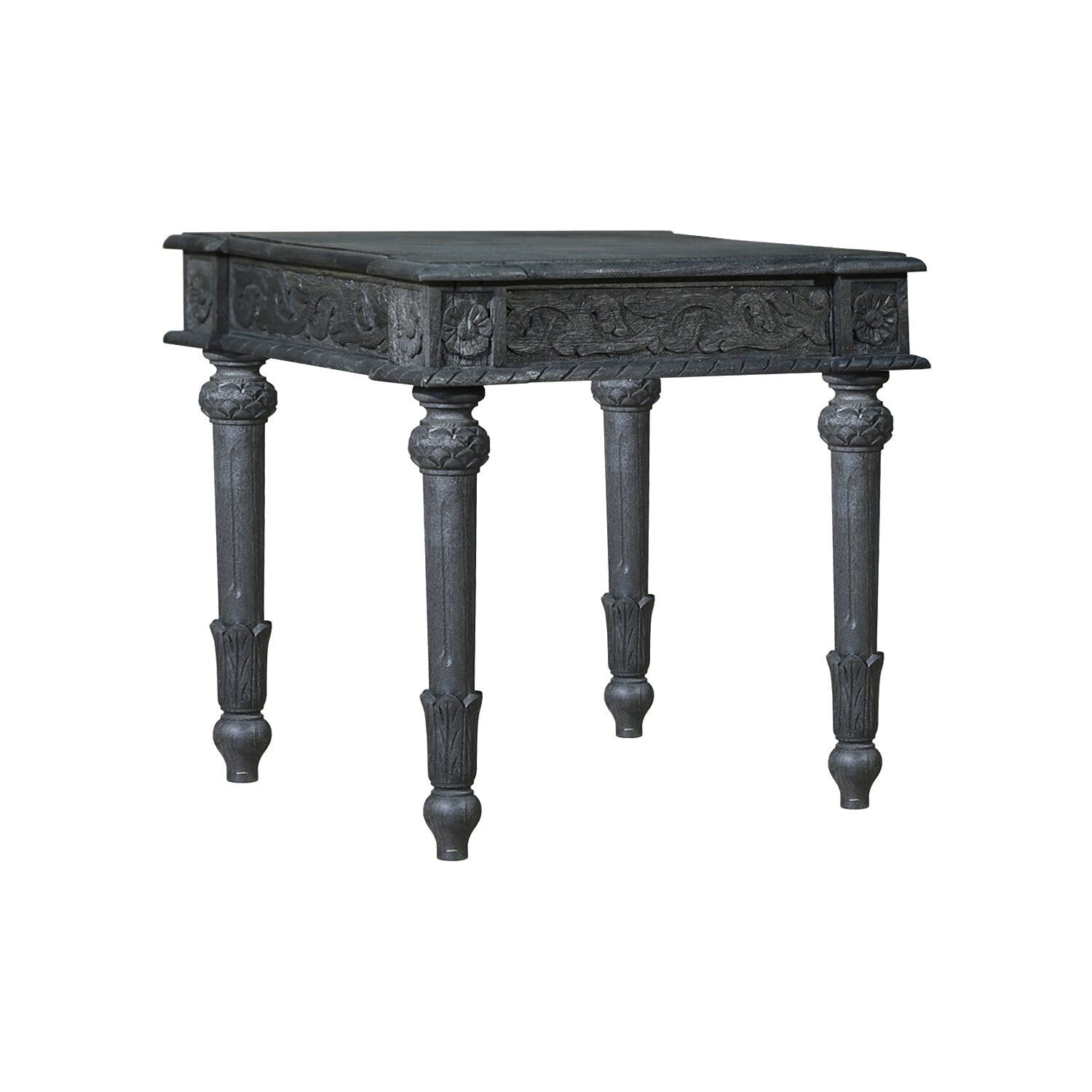 Elegant Victorian Style Hand Carved Solid Wood End Table - Charcoal ...