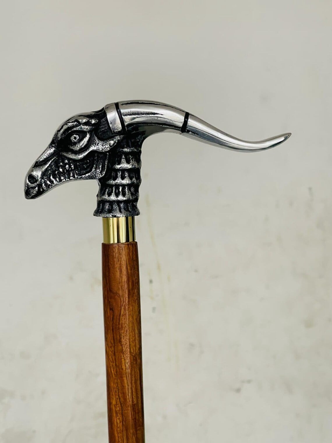 Elegant Victorian Walking Stick with Dragon Head Handle – 37" Wooden ...