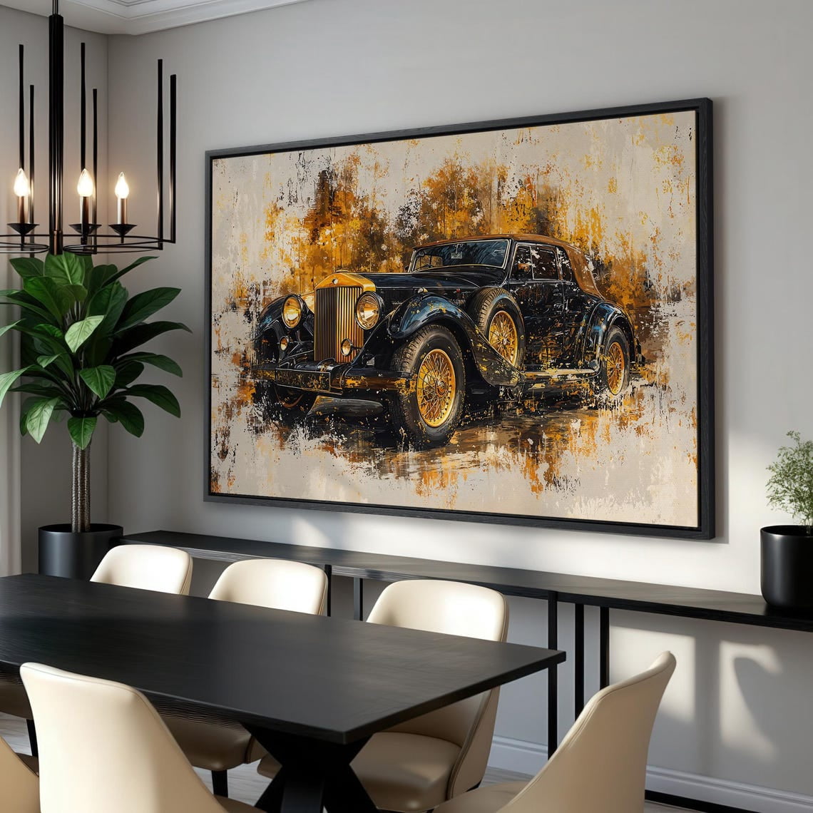 Elegant Vintage Car Wall Art Retro Vehicle Poster Classic Automobile ...