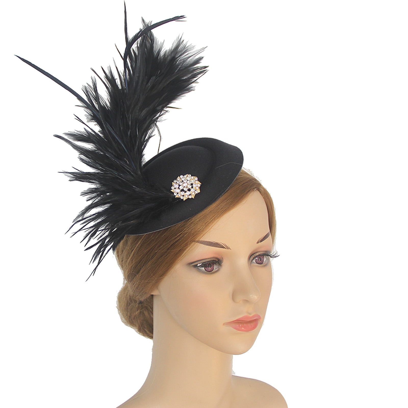 Elegant Vintage French Feather Mini Top Hat Hair Accessory For Bride ...