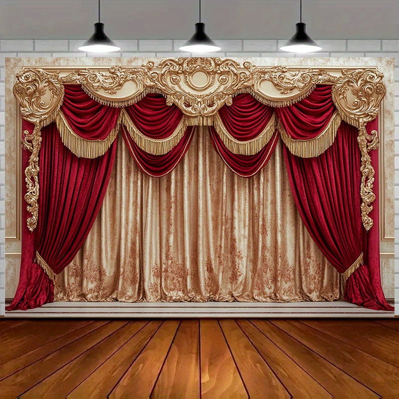Elegant Vintage Golden Curtain Backdrop Luxurious Red Golden Wedding ...
