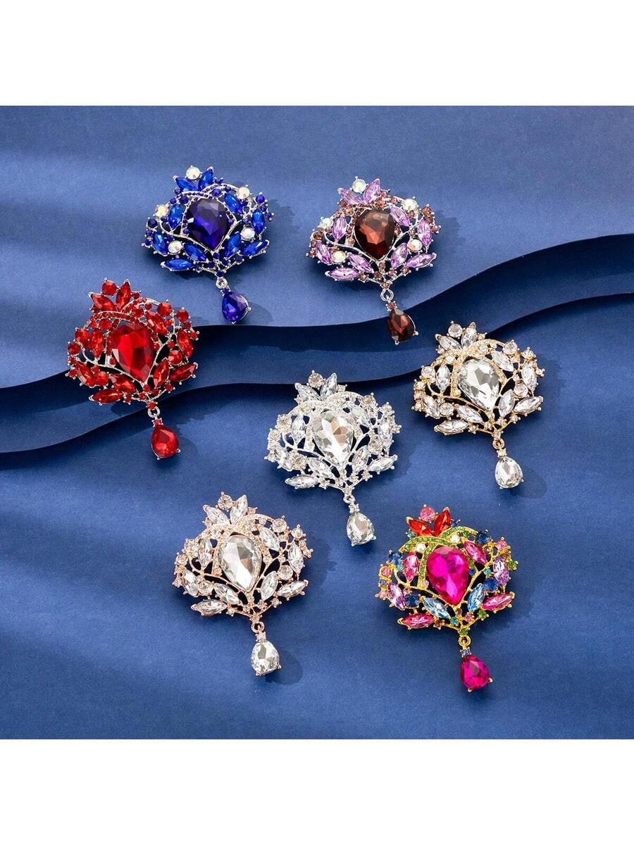 Elegant Vintage Goldtone Floral Brooch Pin For Women, Multicolor ...