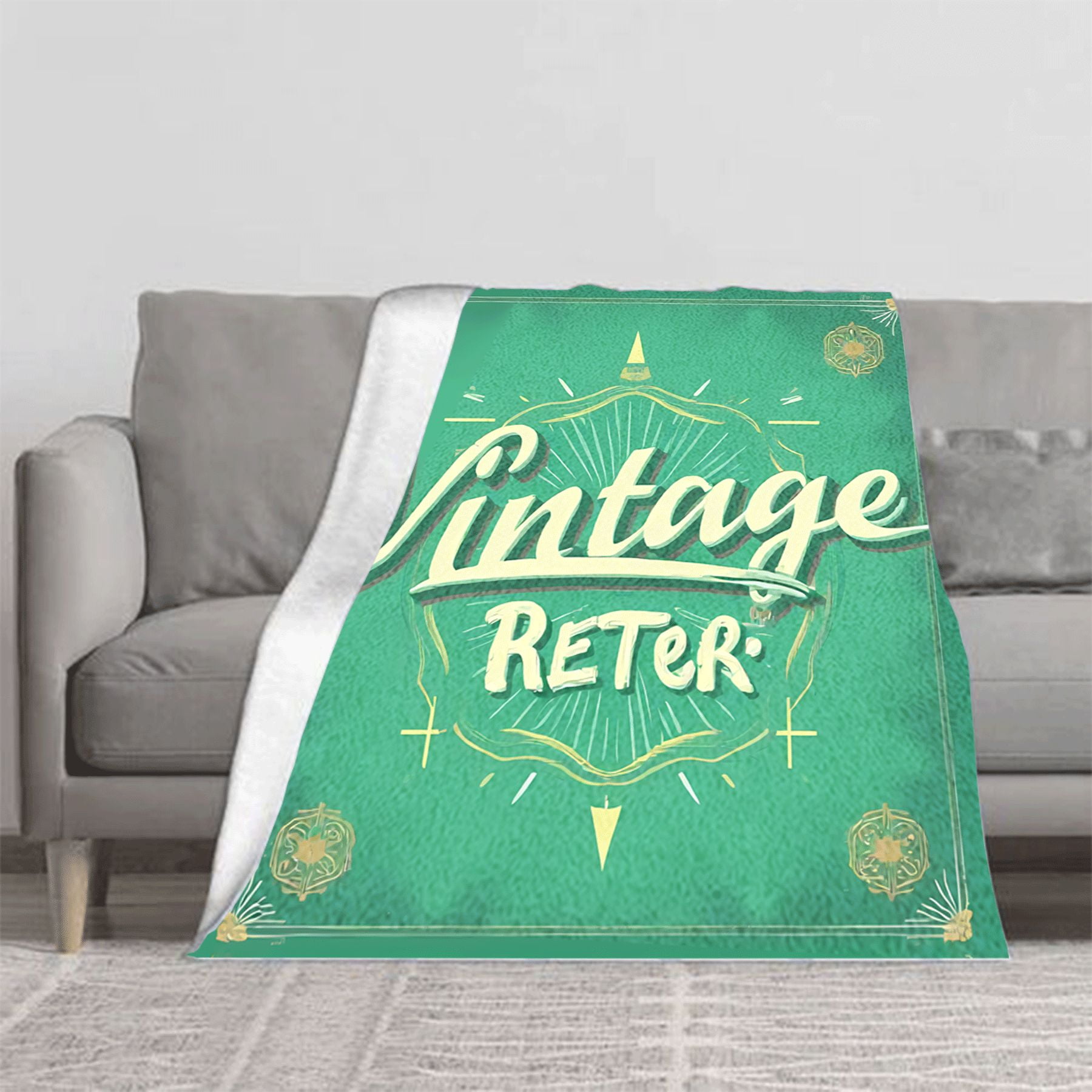 Elegant Vintage Green Flannel Blanket - Soft Cozy Durable Design with ...