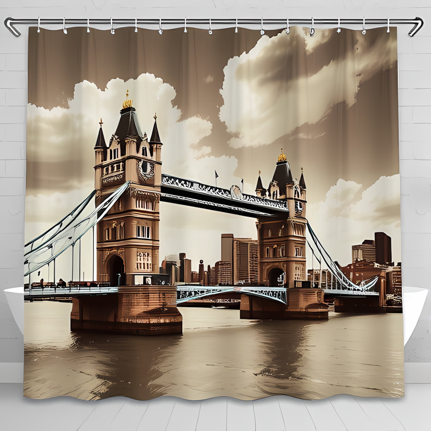 Elegant Vintage Tower Bridge Shower Curtain - Stunning Gothic ...