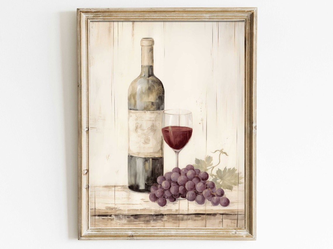 Elegant Vintage Wine & Grape Wall Art: Rustic Elegance Wall Art, Modern ...