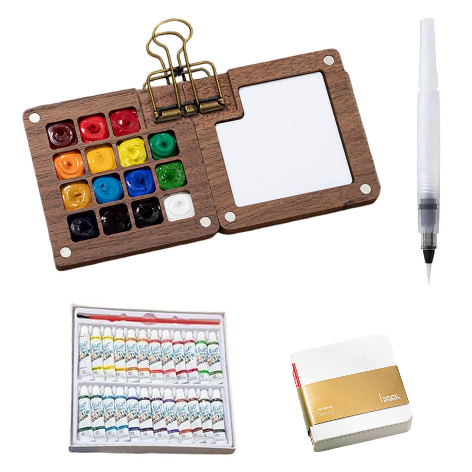 Elegant Walnut Hued Mini Portable Solid Watercolor Paint Set For Art ...