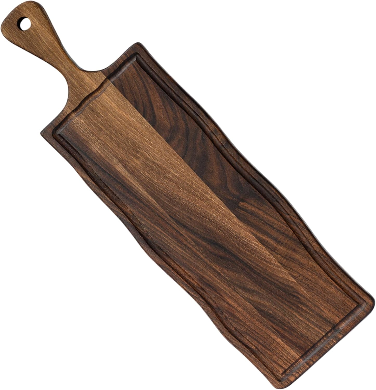 Elegant Walnut Wood Long Serving Board with Handle - Charcuterie Wooden ...
