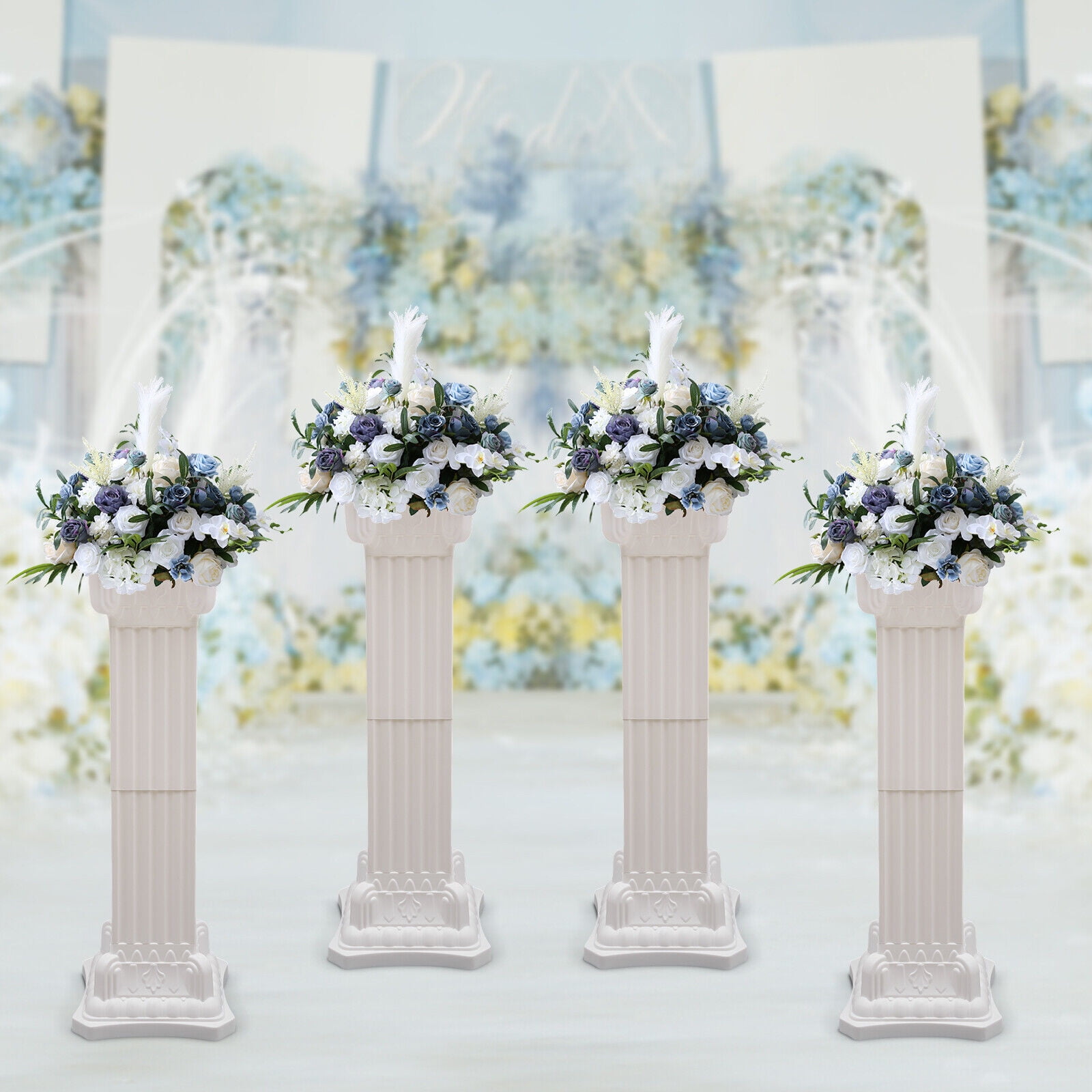 Elegant Wedding Roman Column Set 4Pcs Roman Pillars Flower Stand ...