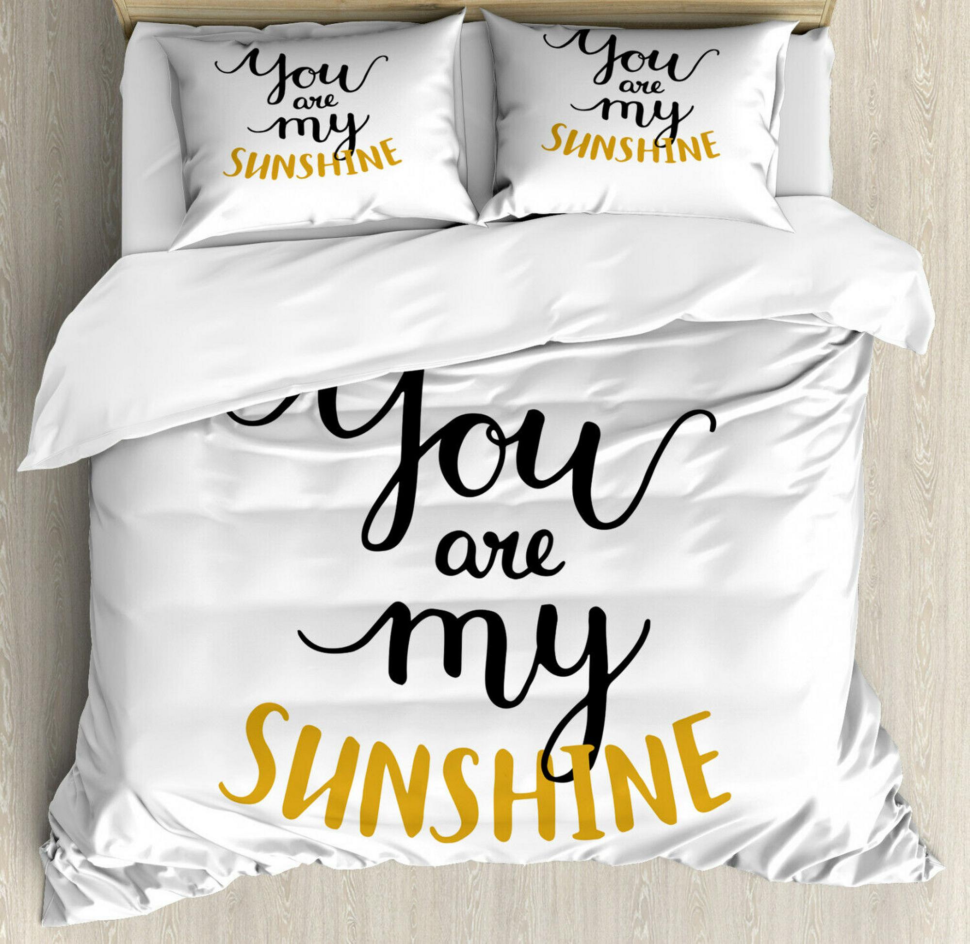 Elegant White Bedding Set with Love Quote Duvet Cover and Pillowcases ...