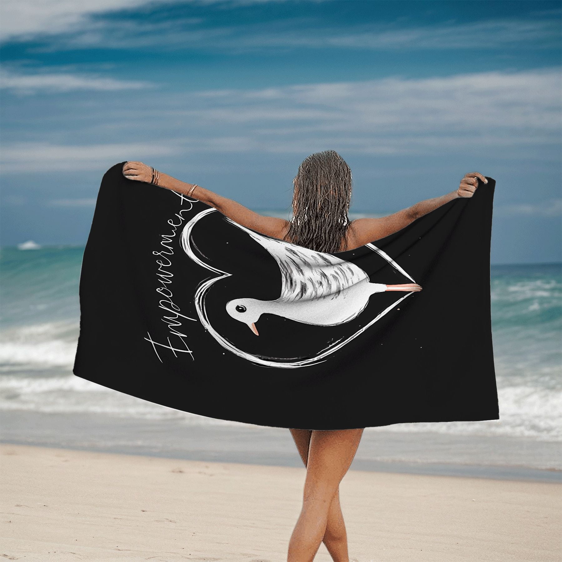 Elegant White Bird with Long Tail in Heart Design - Empowerment Cursive ...