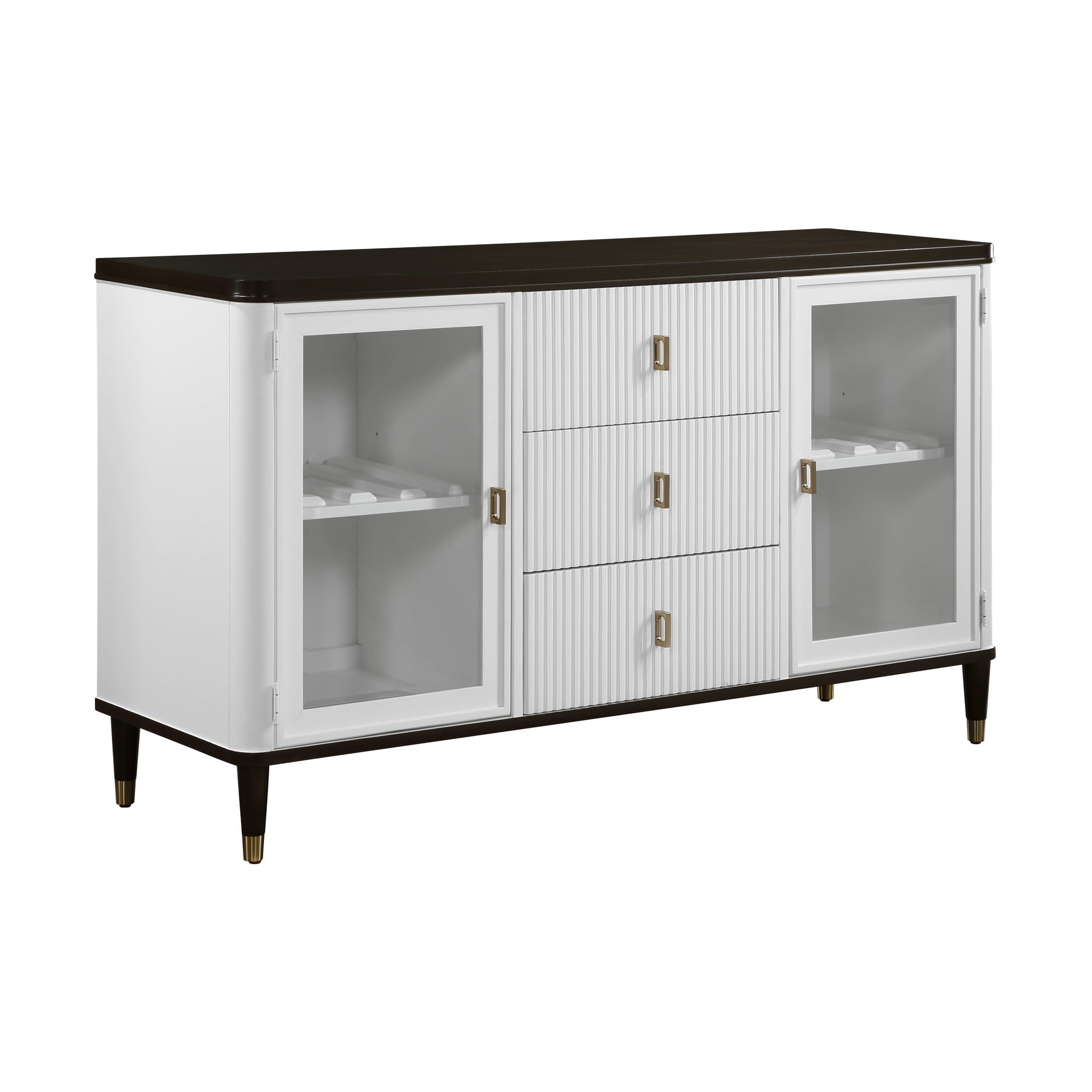 Elegant White & Brown Finish Server - Wood Composite Veneer ...
