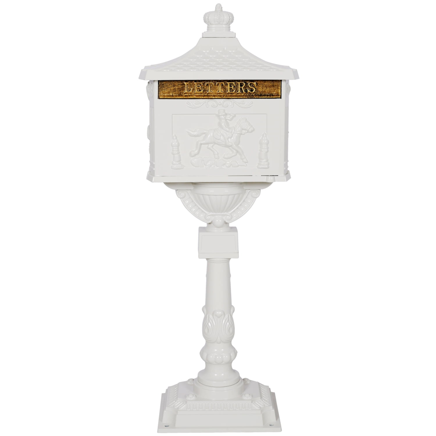 Elegant White Cast Aluminum Mailbox - Classic Design Metal Letter Box ...