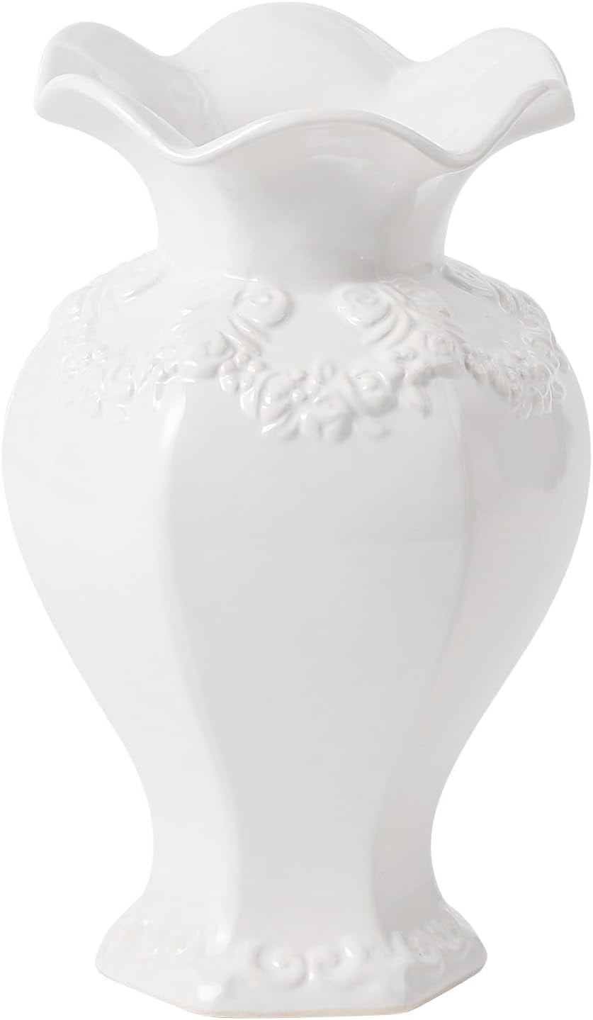 Elegant White Ceramic Vase with Exquisite Relief Patterns: A Perfect ...