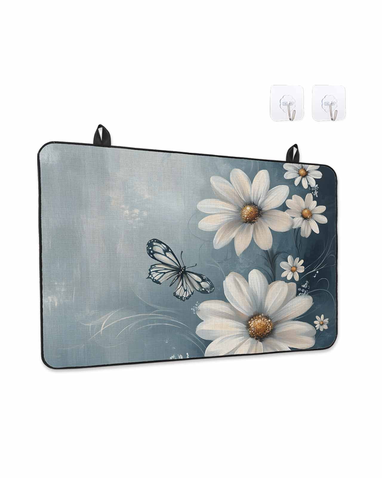 Elegant White Daisy Stove Top Covers for Electric Stove, Kitchen Glass ...