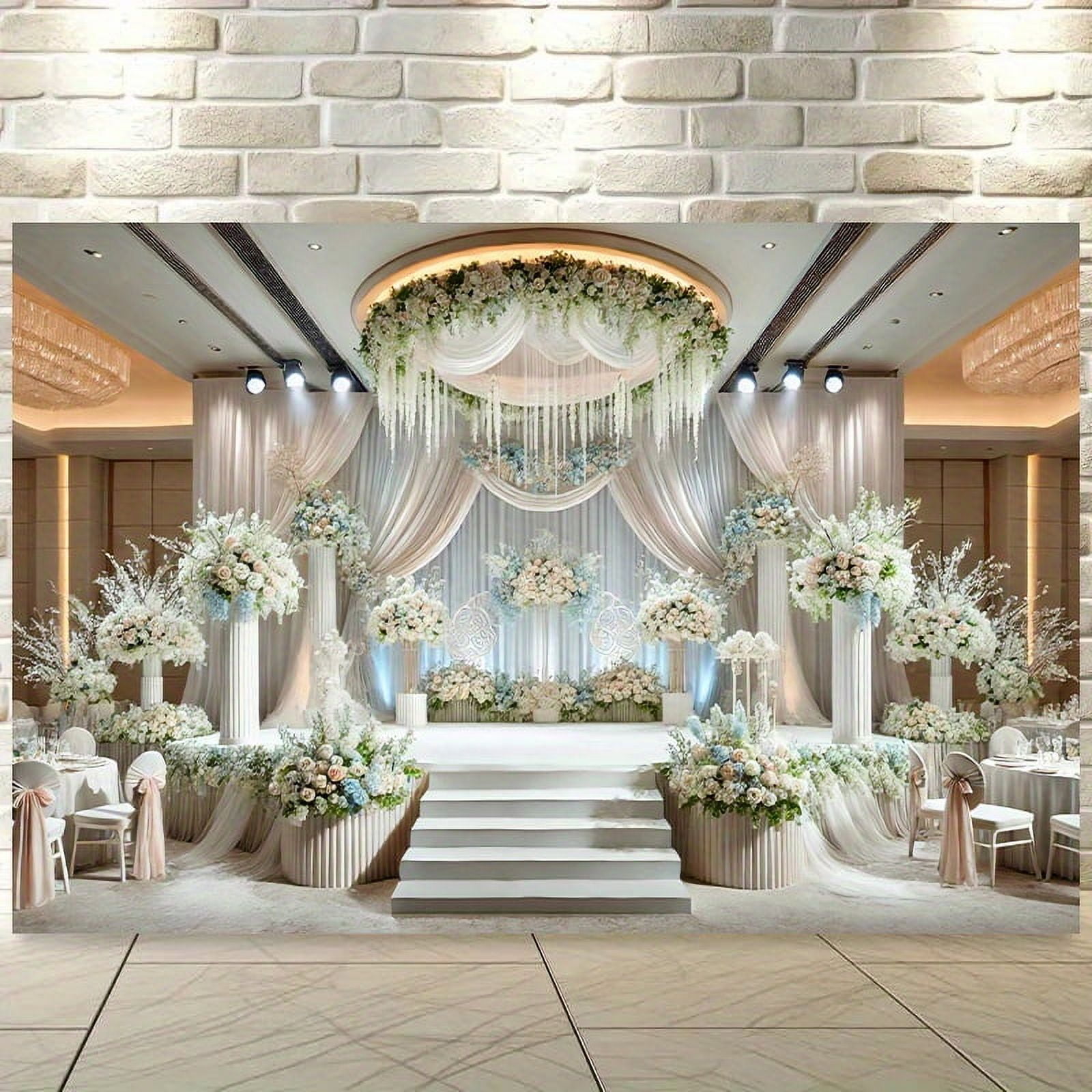 Elegant White Floral Curtain Wedding Backdrop White Lush Flowers ...