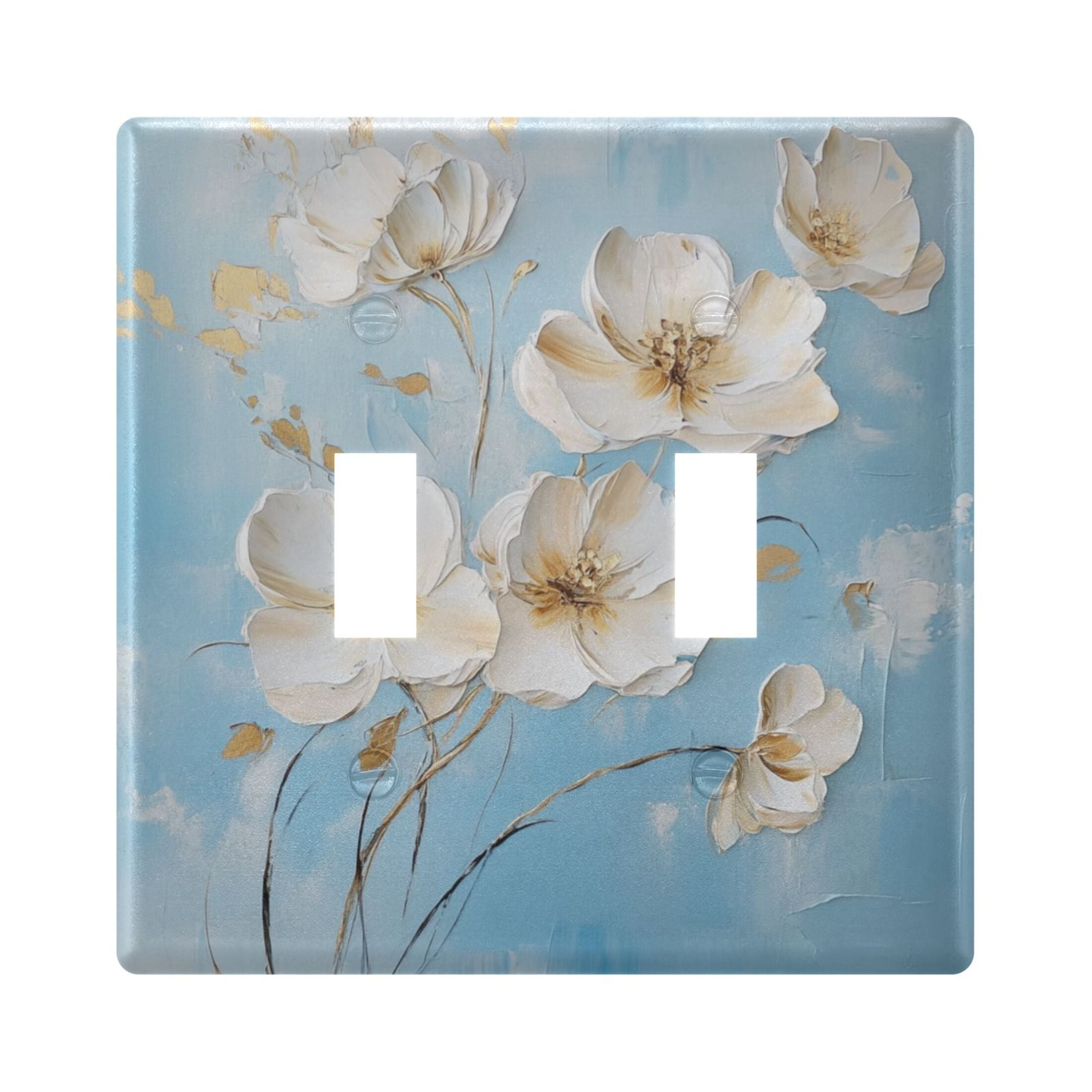 Elegant White Flowers Decorative Light Switch Plates Switch Cover ...