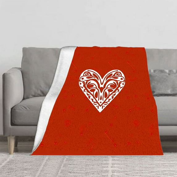 Elegant White Heart Pattern Flannel Blanket - Soft Cozy Durable for ...