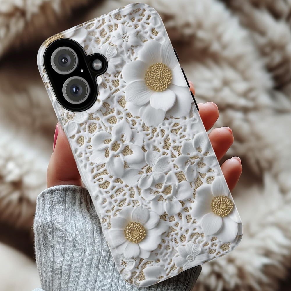 Elegant White Lace Floral Wedding Bridal Phone Case 17 16 15 14 13 12 ...