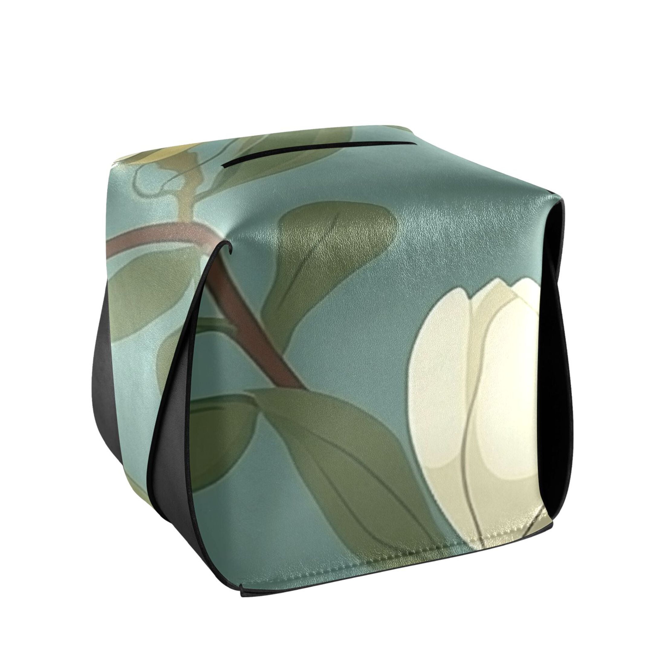 Elegant White Magnolia Branches 5.7in Leather Tissue Box Cover Square ...