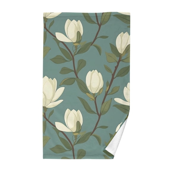 Elegant White Magnolia Branches Bath Towel 100% Cotton Soft Thick High ...