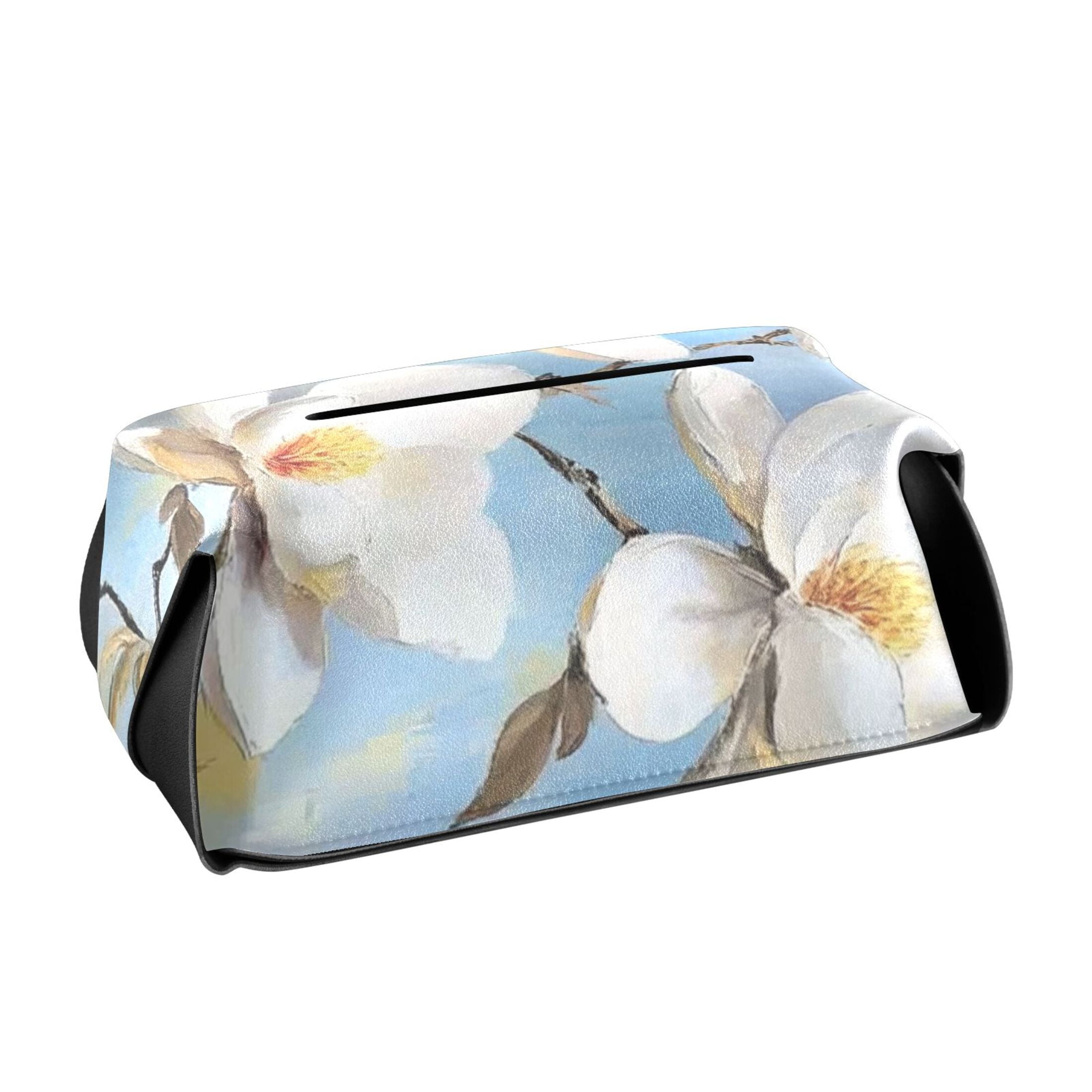 Elegant White Magnolia Flowers Tissue Box Cover Leather Square ...