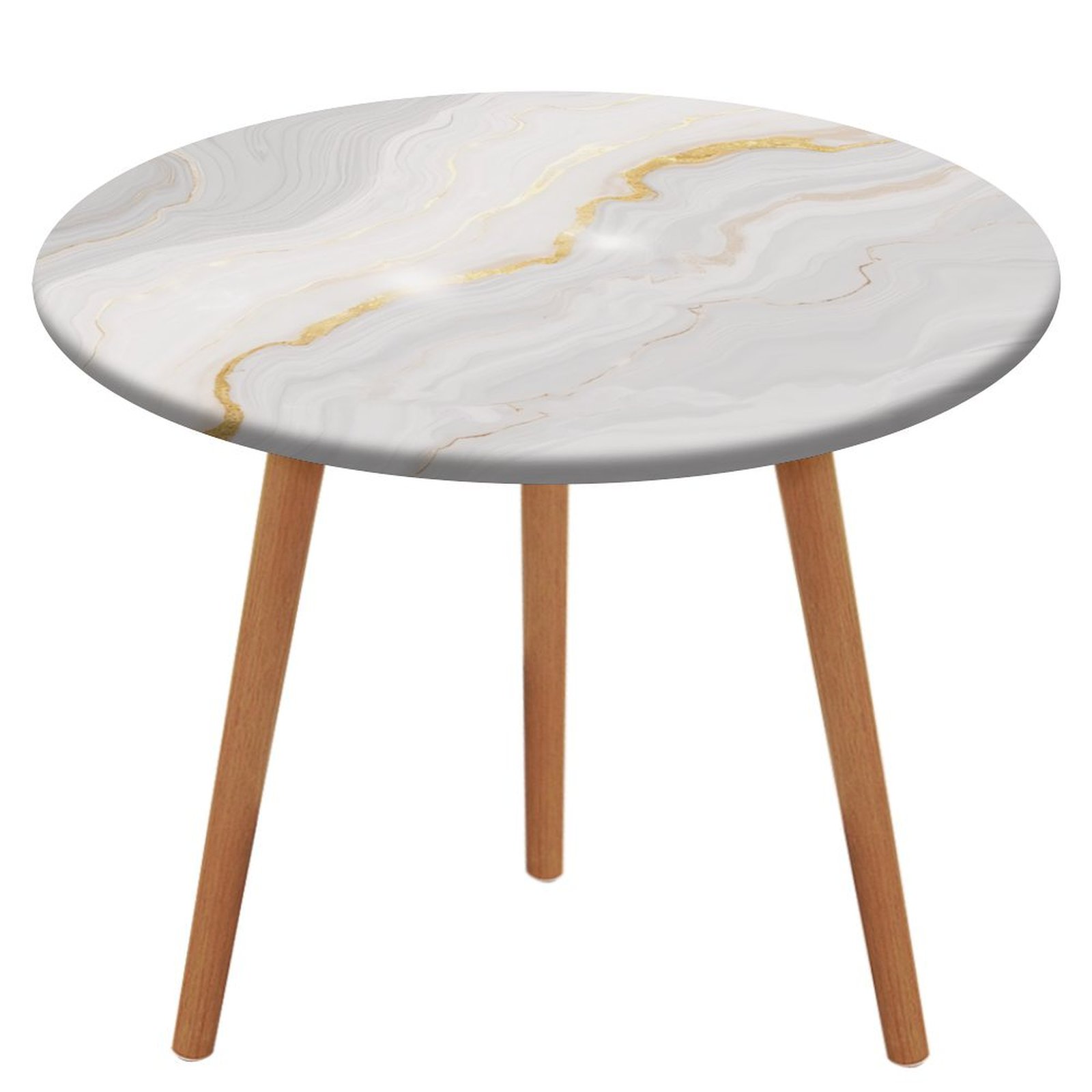 Elegant White Marble Gold Vein Texture Tablecloth Round Elastic Fitted ...